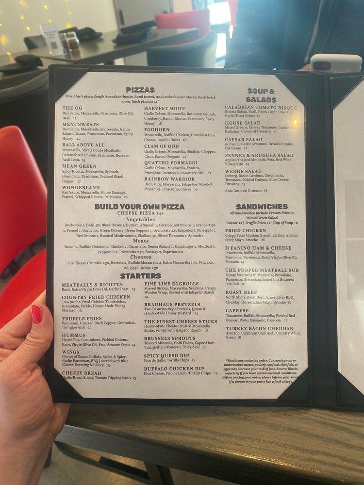 Menu at Fine Line pub & bar, Revere