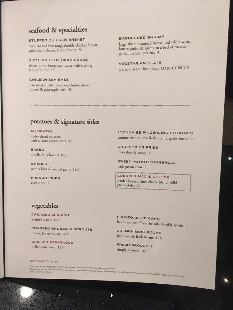 Menu at Ruth's Chris Steak House pub & bar, El Paso