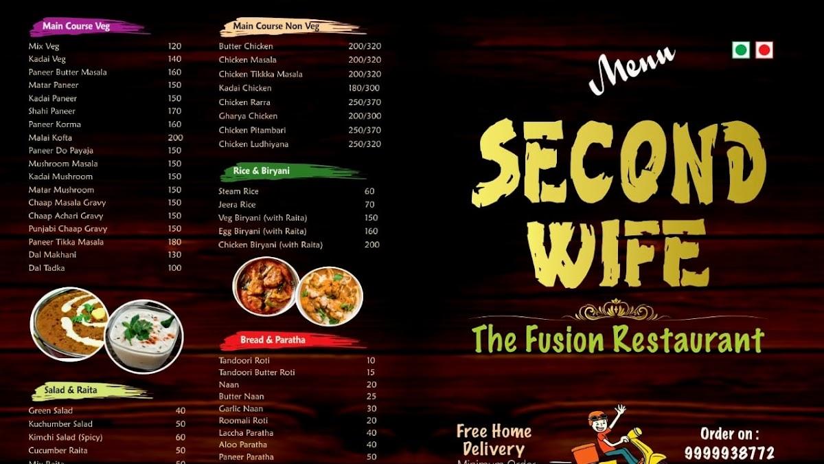 Menu at Second Wife Restaurant, Rishikesh, Maa Ganga Complex
