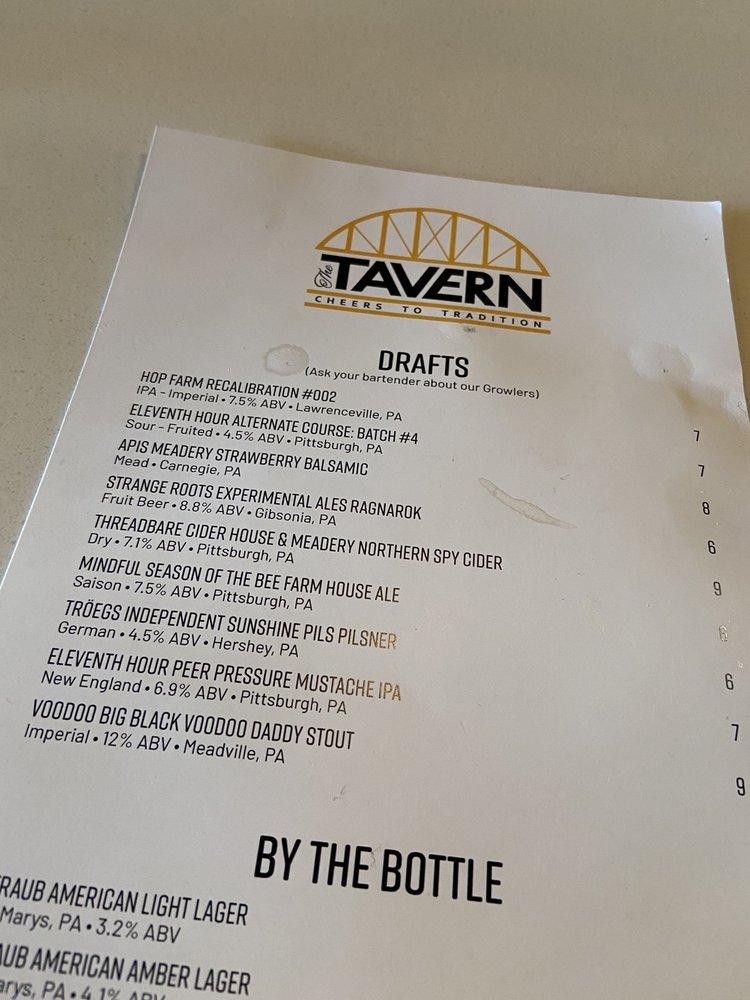 Menu at The Tavern pub & bar, Pittsburgh