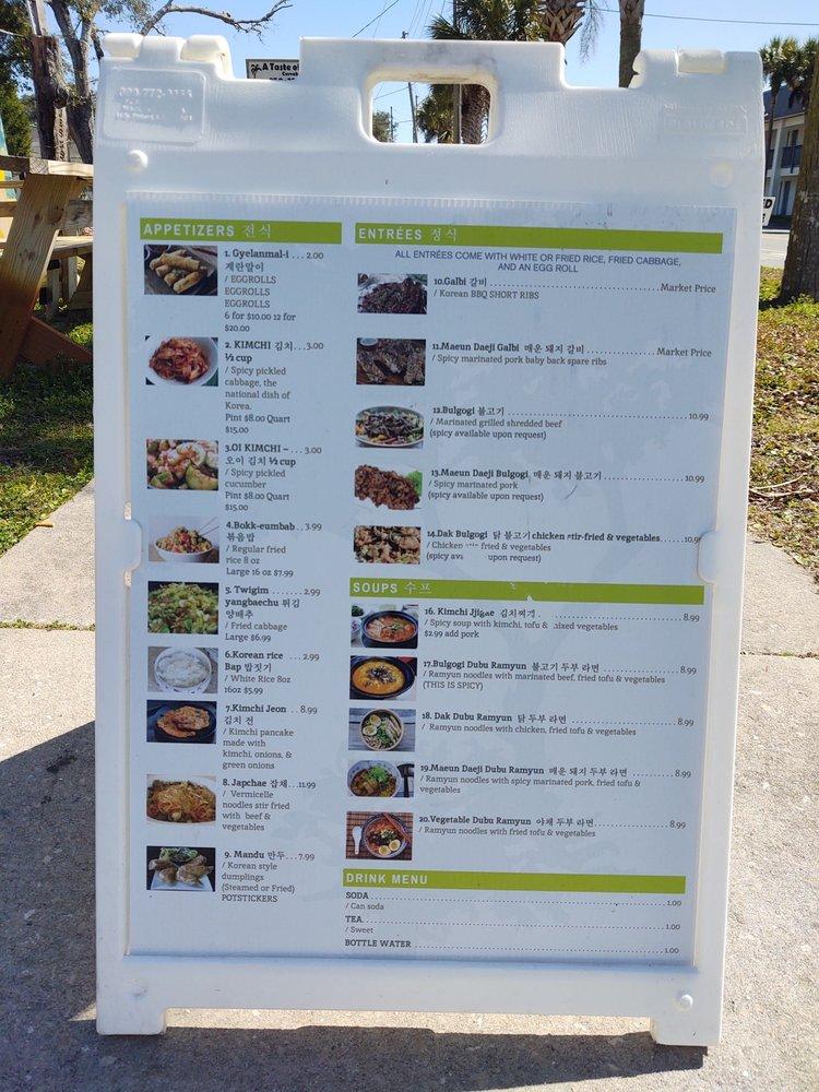 Menu at A Taste of Korea Carrabelle restaurant, Carrabelle