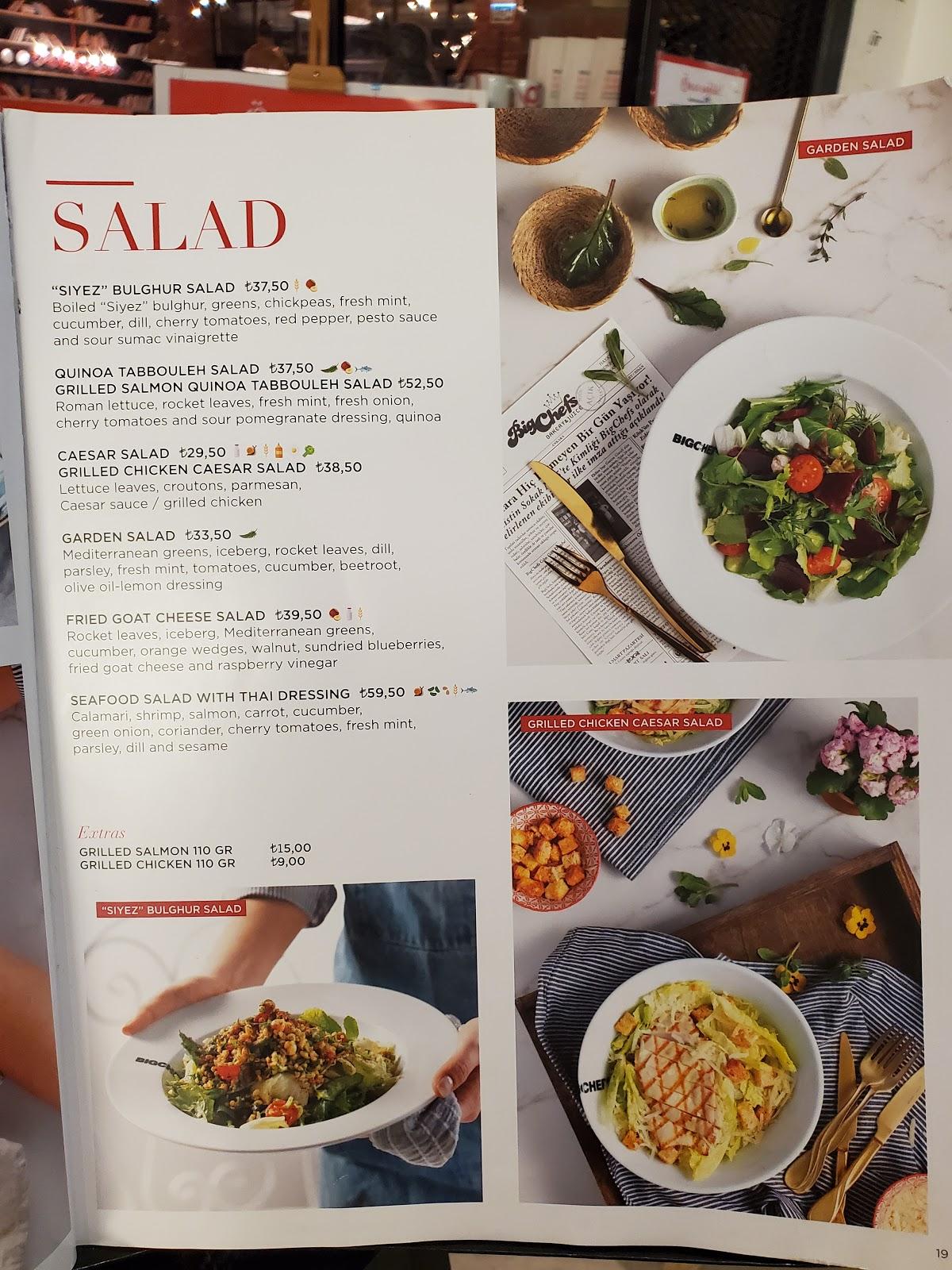 Menu at Big Chefs Restaurant, Antalya