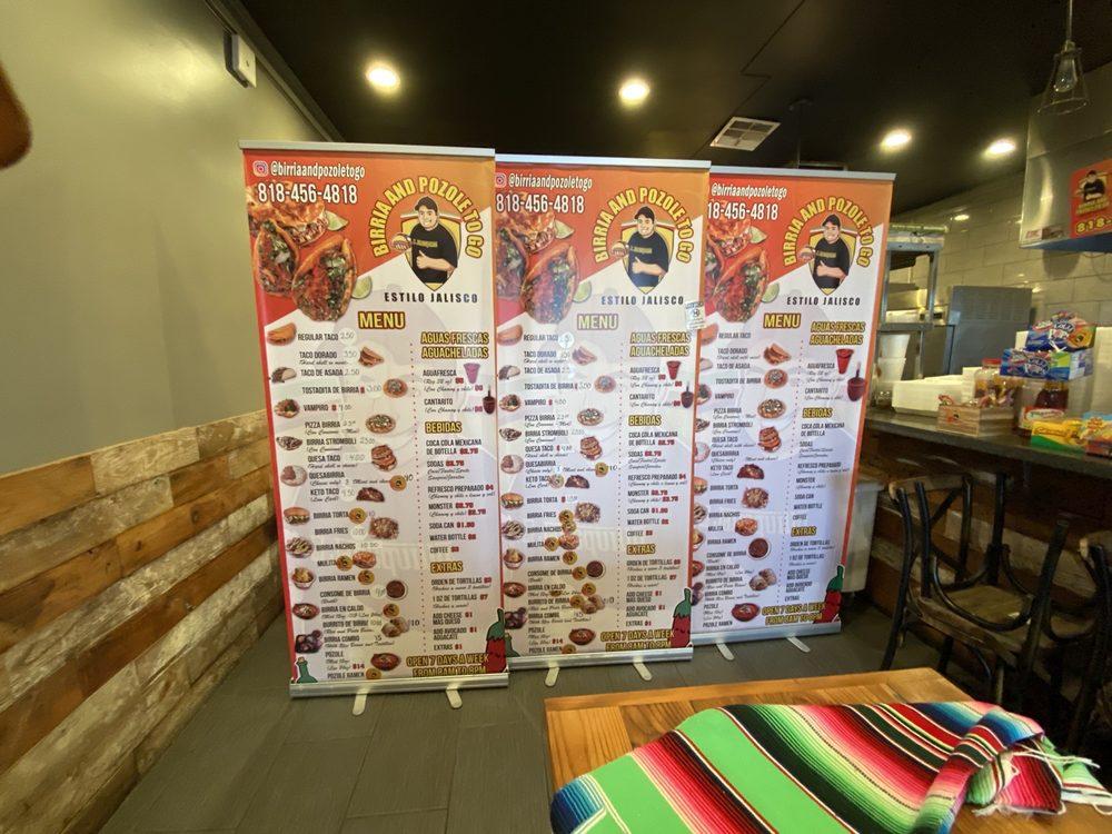 Menu at Birria and Pozole To Go restaurant, Los Angeles
