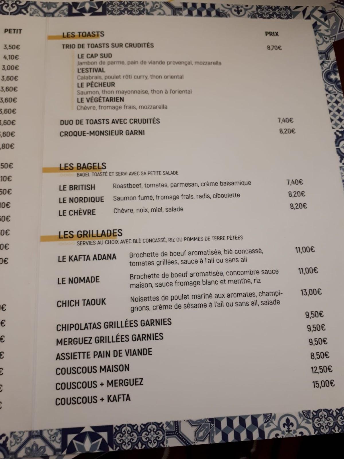 Menu at Cap sud, Liège