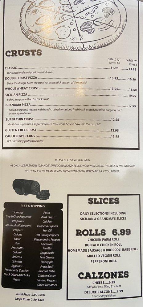 Menu at Crust Pizza Company pizzeria, Norwalk