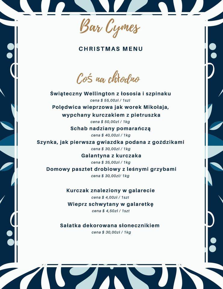 Menu at Cymes, Dzialdowo