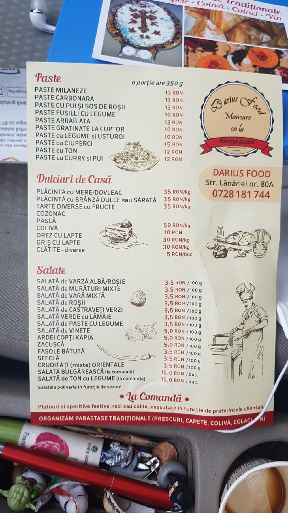 Carta de Darius Food, Bucarest