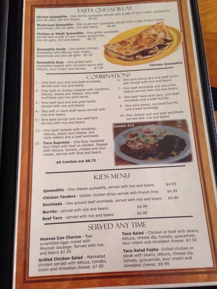 Menu at El Sol Mexican Cuisine restaurant, Solon, 240 E Main St