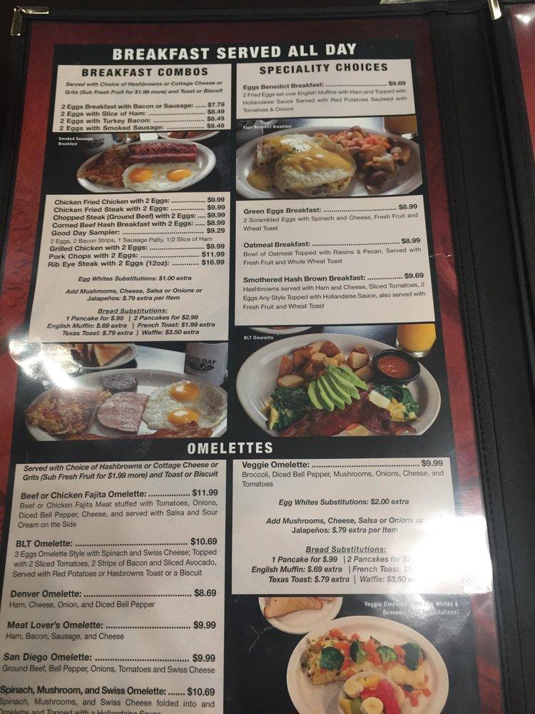 Menu at Good Day Cafe, Grand Prairie, S Carrier Pkwy #100