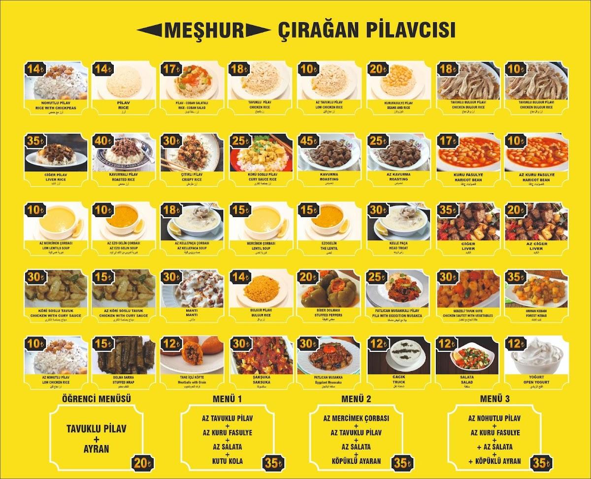 Menu at Çarşamba Izgara, Istanbul
