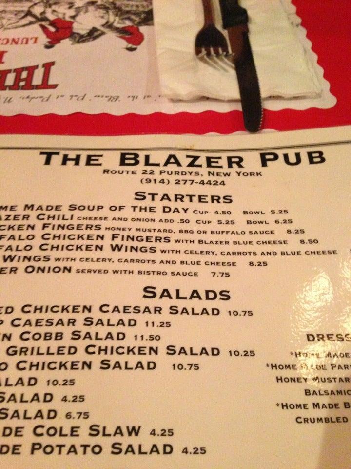 Menu at The Blazer Pub, Purdys