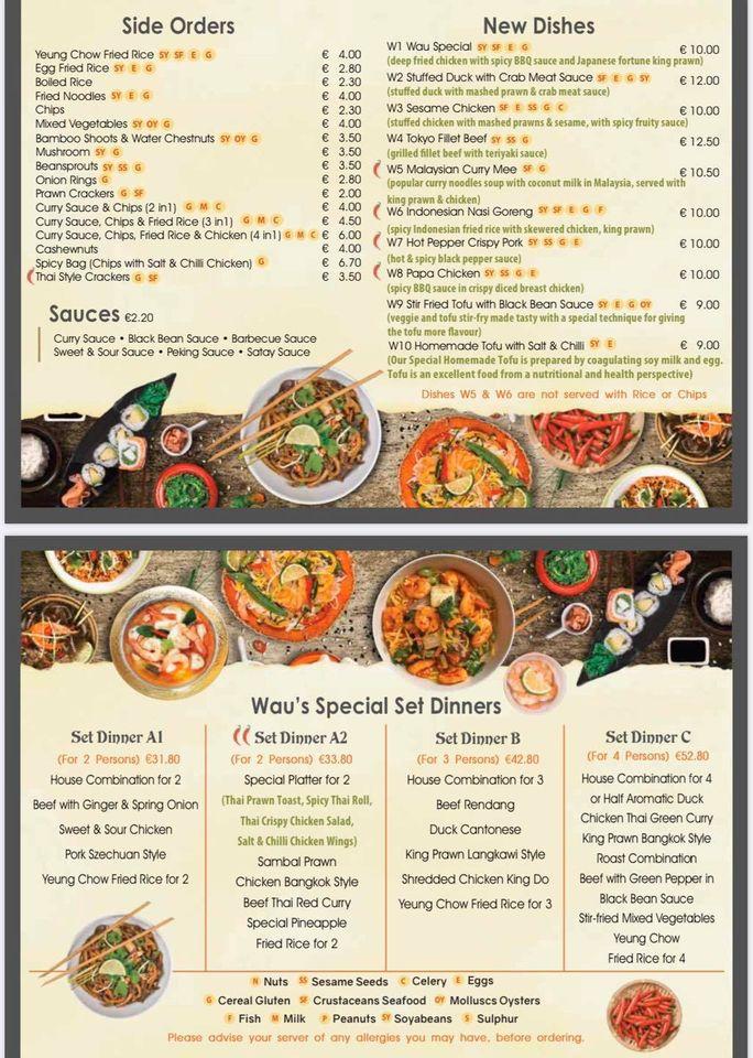 Menu at Wau Asian Cuisine restaurant, Trim, Bridge St