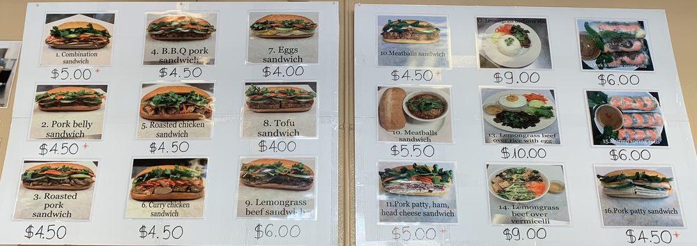 Menu at Mom's Bun Mi restaurant, Oakland