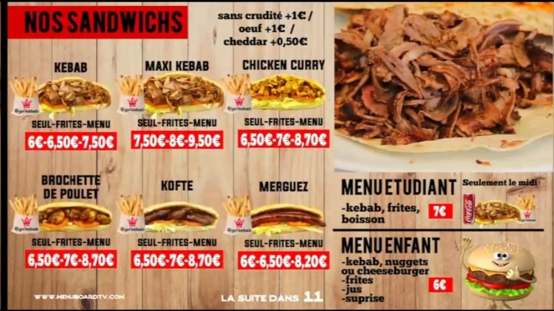 Menu at Royal Kebab Pontivy restaurant, Pontivy