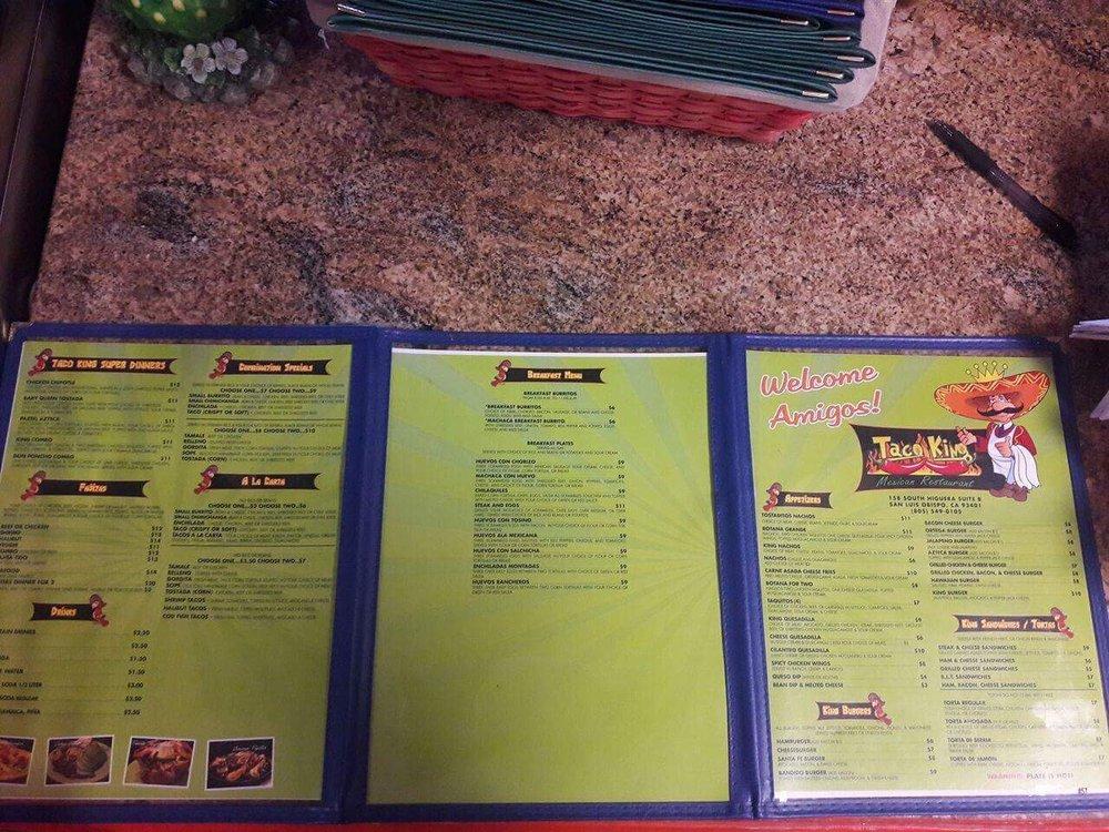 Menu at Taco King restaurant, San Luis Obispo, 158 Higuera St ste b