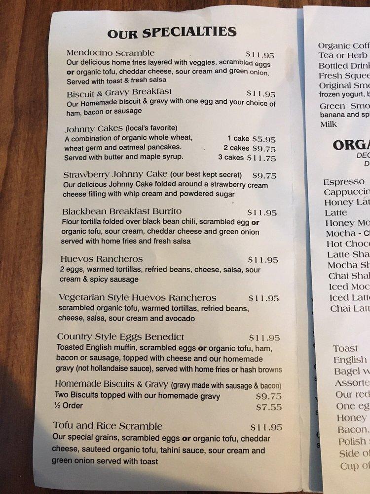 Menu at Ellie's Mutt Hut restaurant, Ukiah