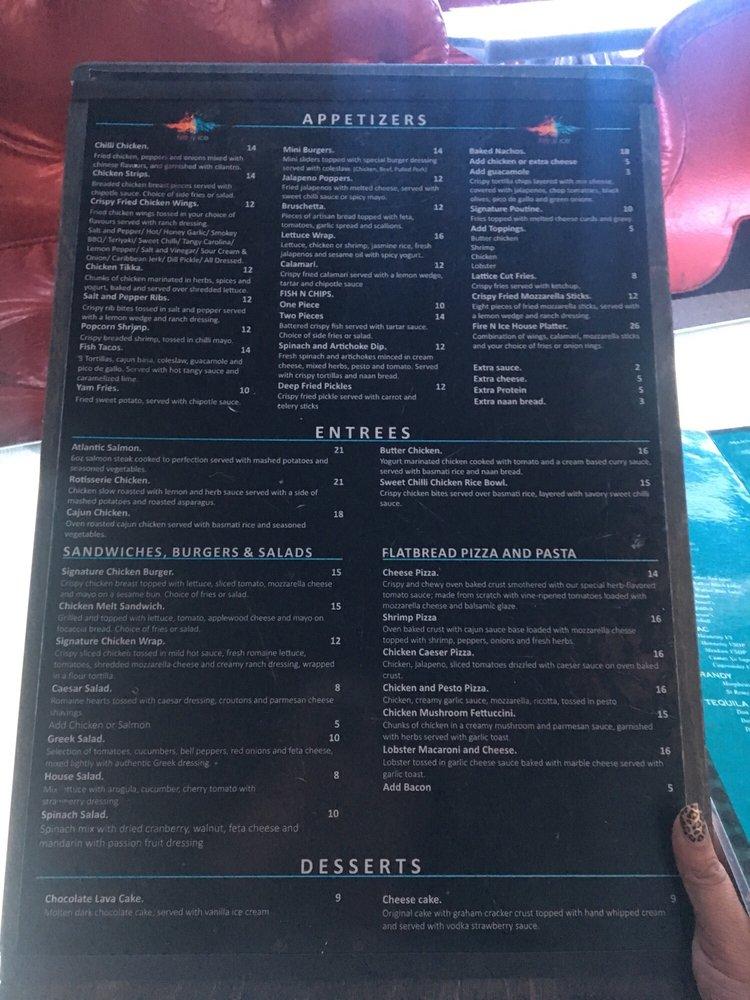 Menu at Fire N Ice Bar & Sheesha Lounge, Calgary