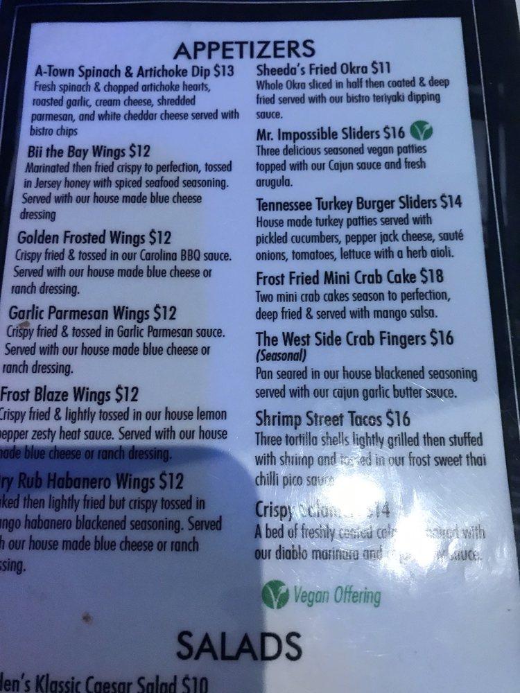 Menu at Frost Bistro pub & bar, Atlanta, 281 Peters St SW
