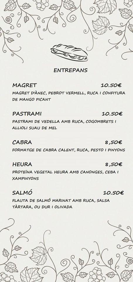 Carta del restaurante L'Era d'en Balust, Salás del Pallars