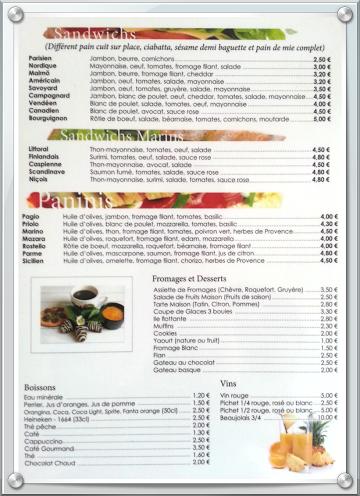 Menu at Le Victory fast food, Marseille