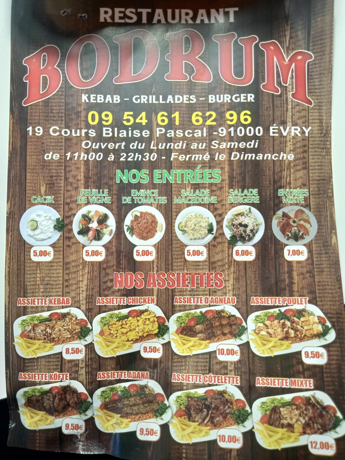 Menu at Restaurant Bodrum, France