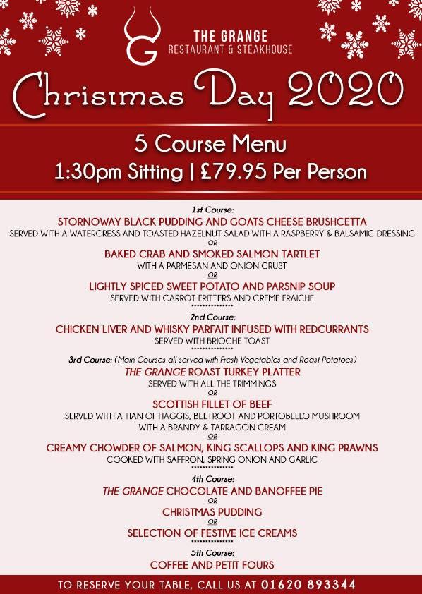 Menu at The Grange Restaurant & Steakhouse, North Berwick