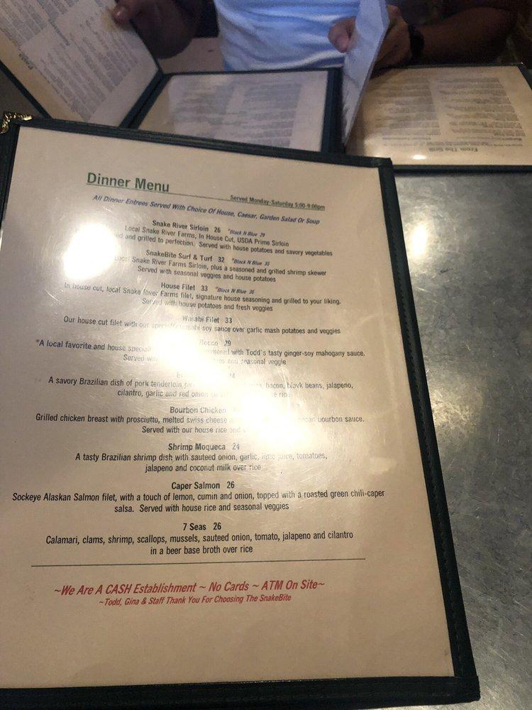 Menu at The SnakeBite Restaurant, Idaho Falls