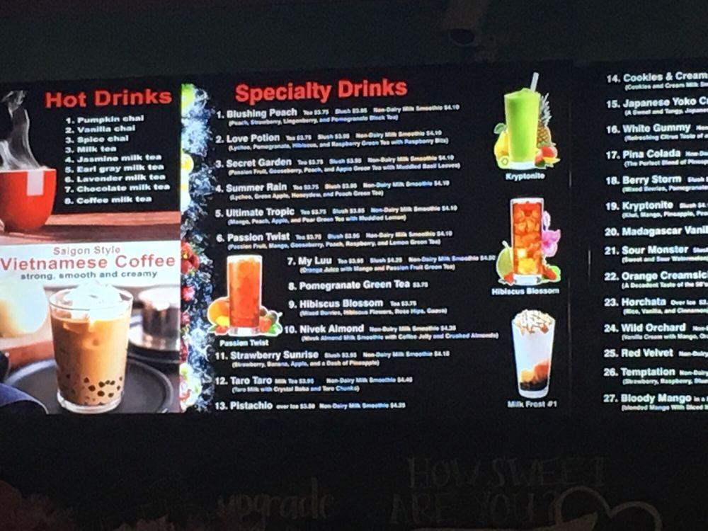 Menu at Boba My Tea cafe, Los Angeles, Nordhoff St
