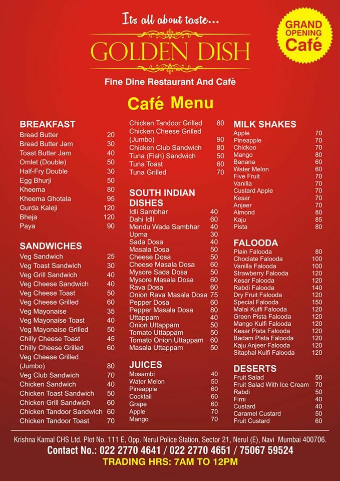Menu at Golden Dish Family Restaurant, Borlipanchatan