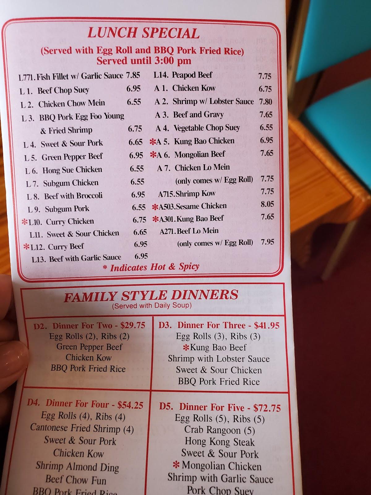 Menu at Lily Garden Restaurant, Lake in the Hills