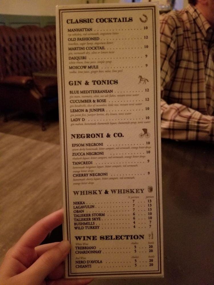 Menu da Peaky Blinders Cocktail Bar, Roma