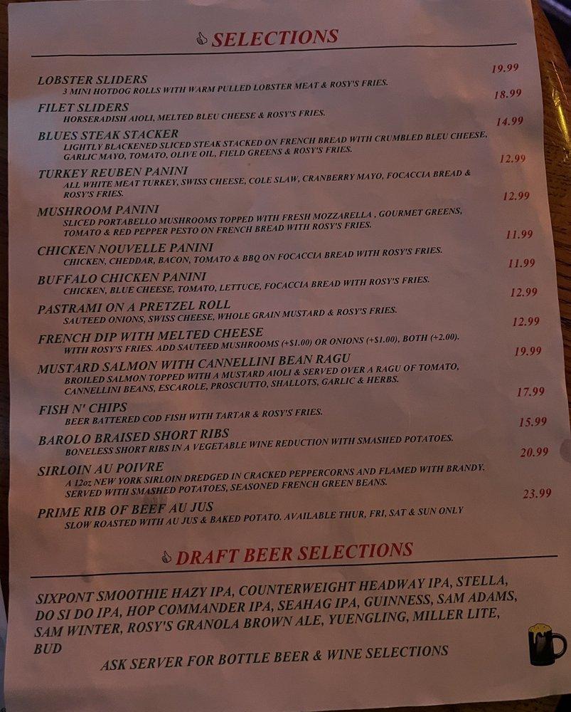 Menu at Rosy Tomorrow's pub & bar, Danbury