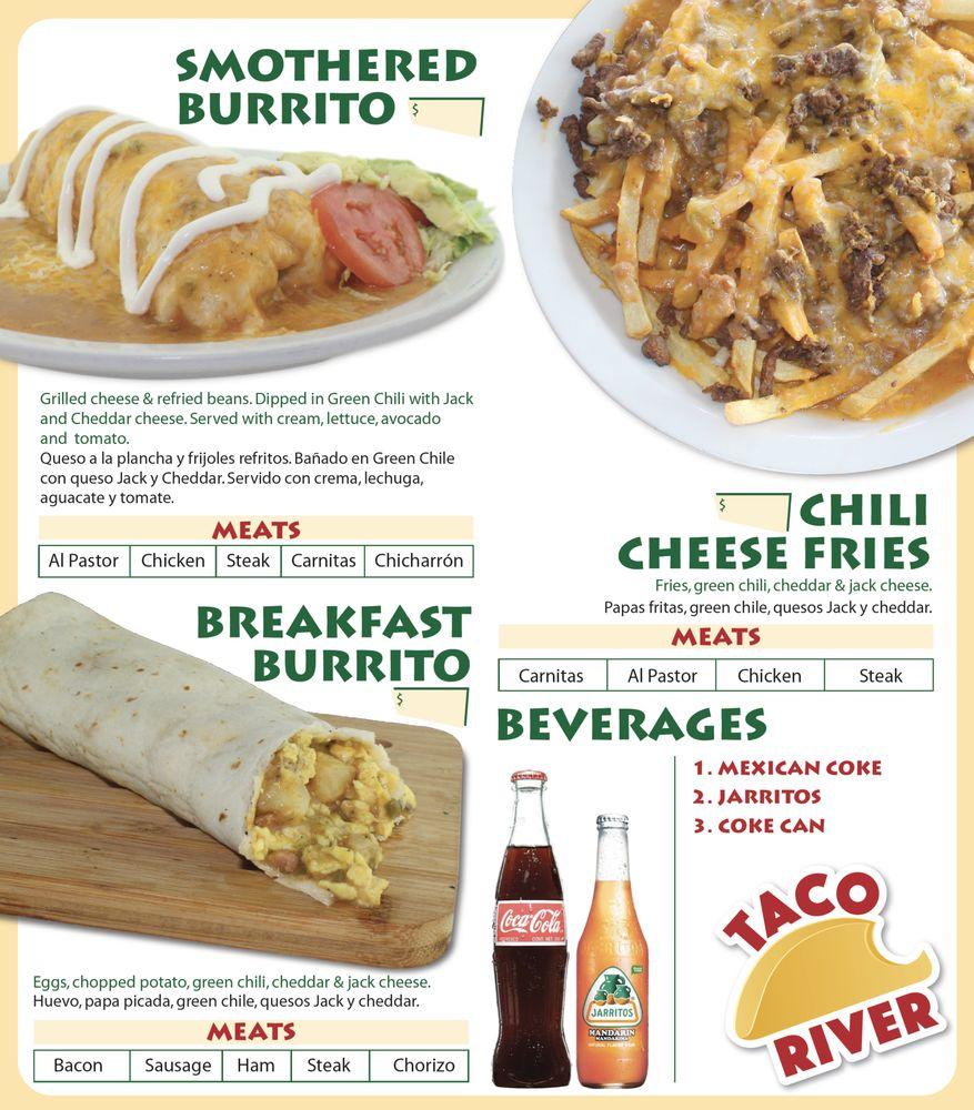 Carta del restaurante Taco River, Aurora