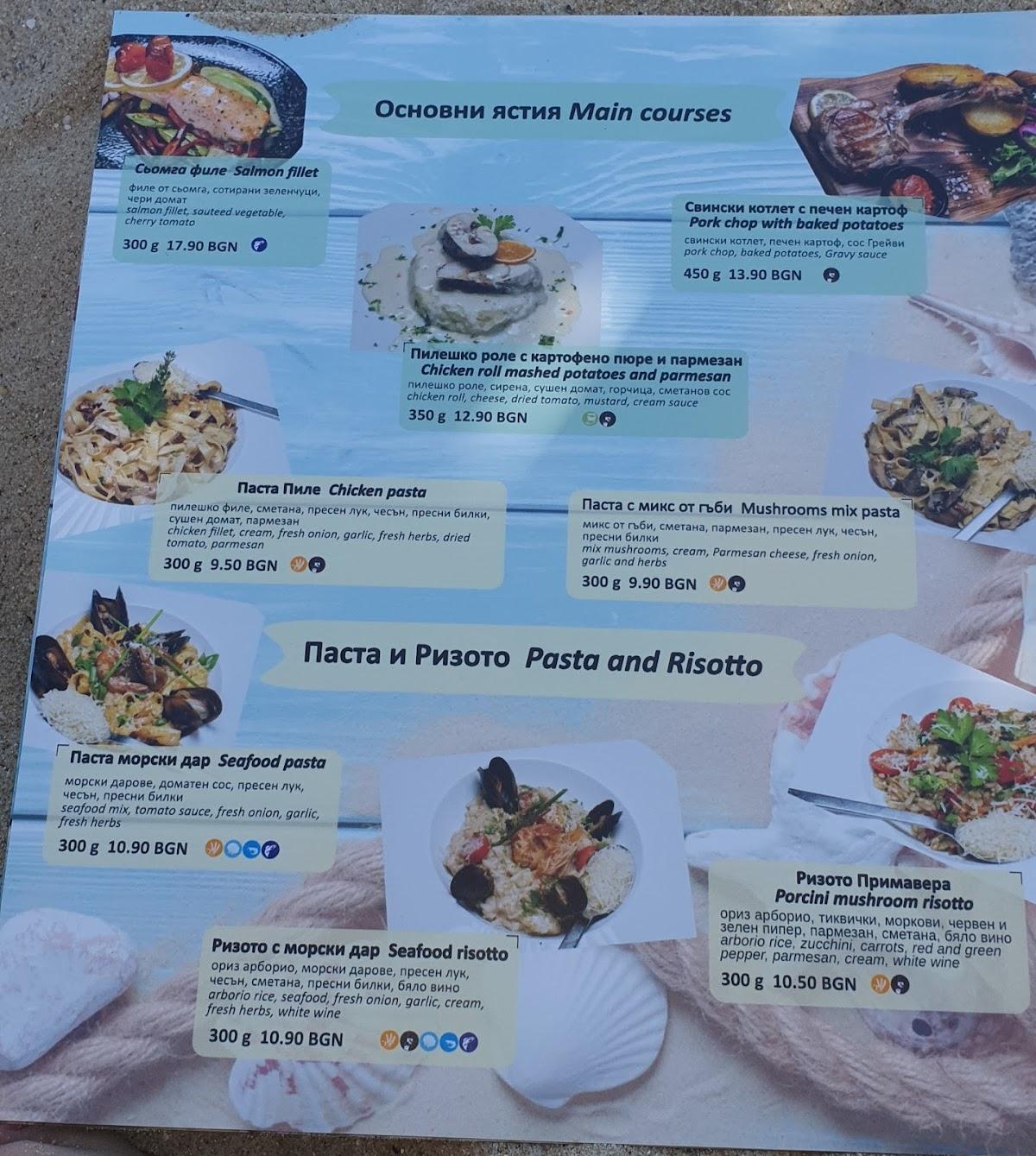Menu at The Beach Restaurant, Varna