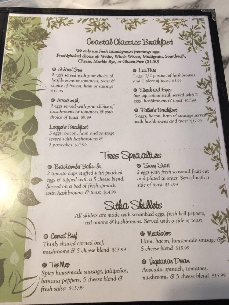 Menu at Trees Restaurant & Bakery, Parksville