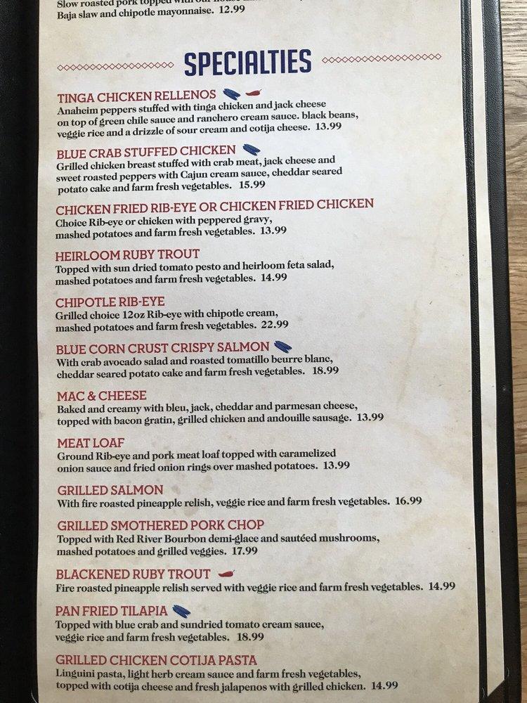 Menu at Blue Corn Harvest Bar & Grill, Georgetown, Georgetown