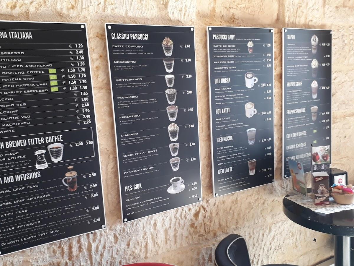 Menu at Caffe Pascucci pub & bar, Saint Julian's