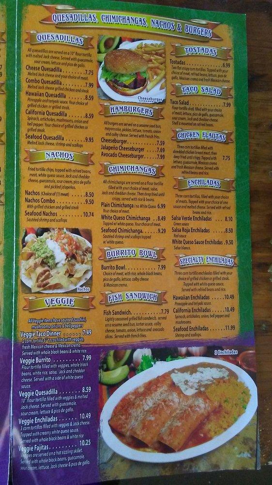 Menu at Calaveras Mexican Grill restaurant, Tulsa