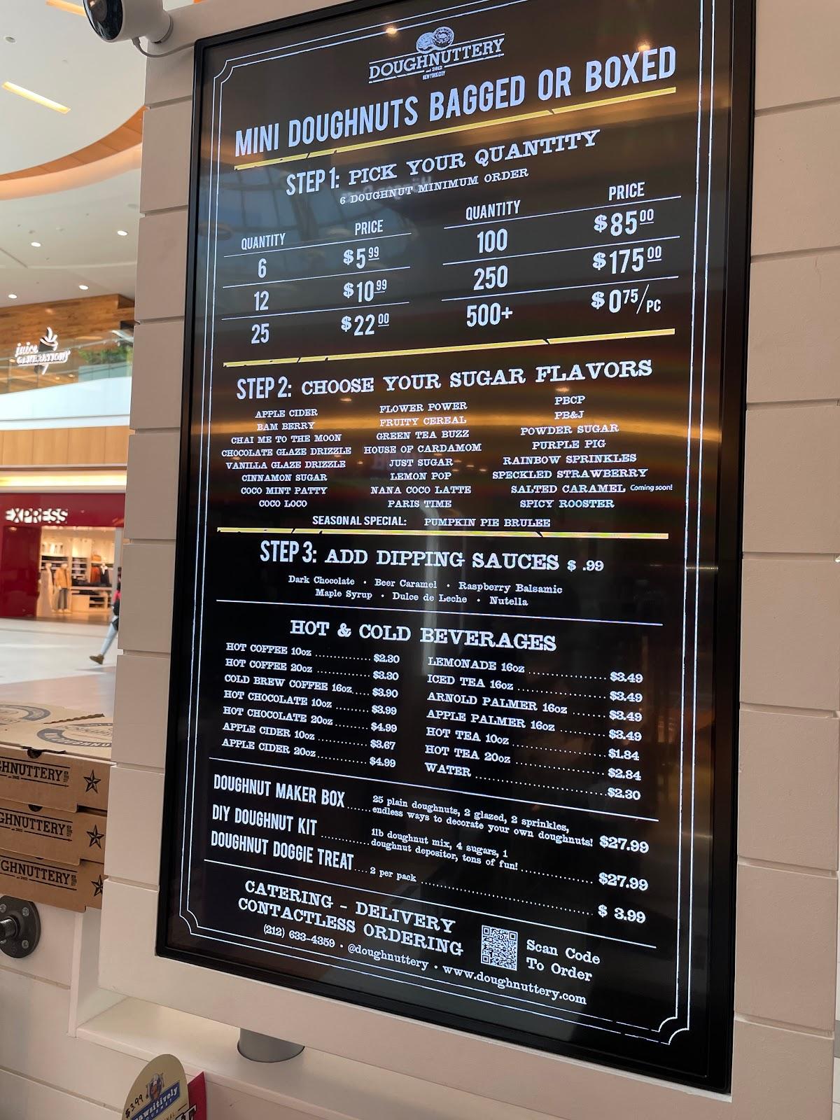Menu at Doughnuttery Roosevelt Field, Garden City