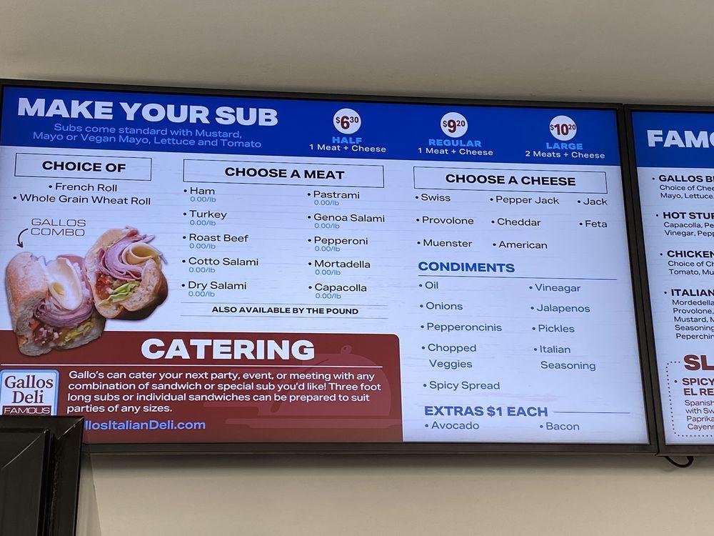 Menu at Gallo's Italian Deli Corona Del Mar restaurant, Newport Beach ...