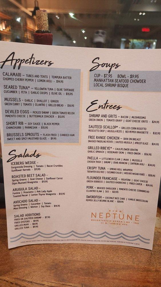 Menu at King Neptune Restaurant, Wrightsville Beach