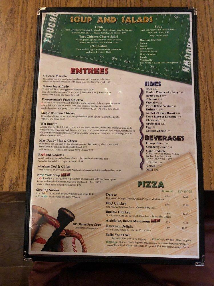 Menu at Kloosterman's Sports Tap pub & bar, Hastings