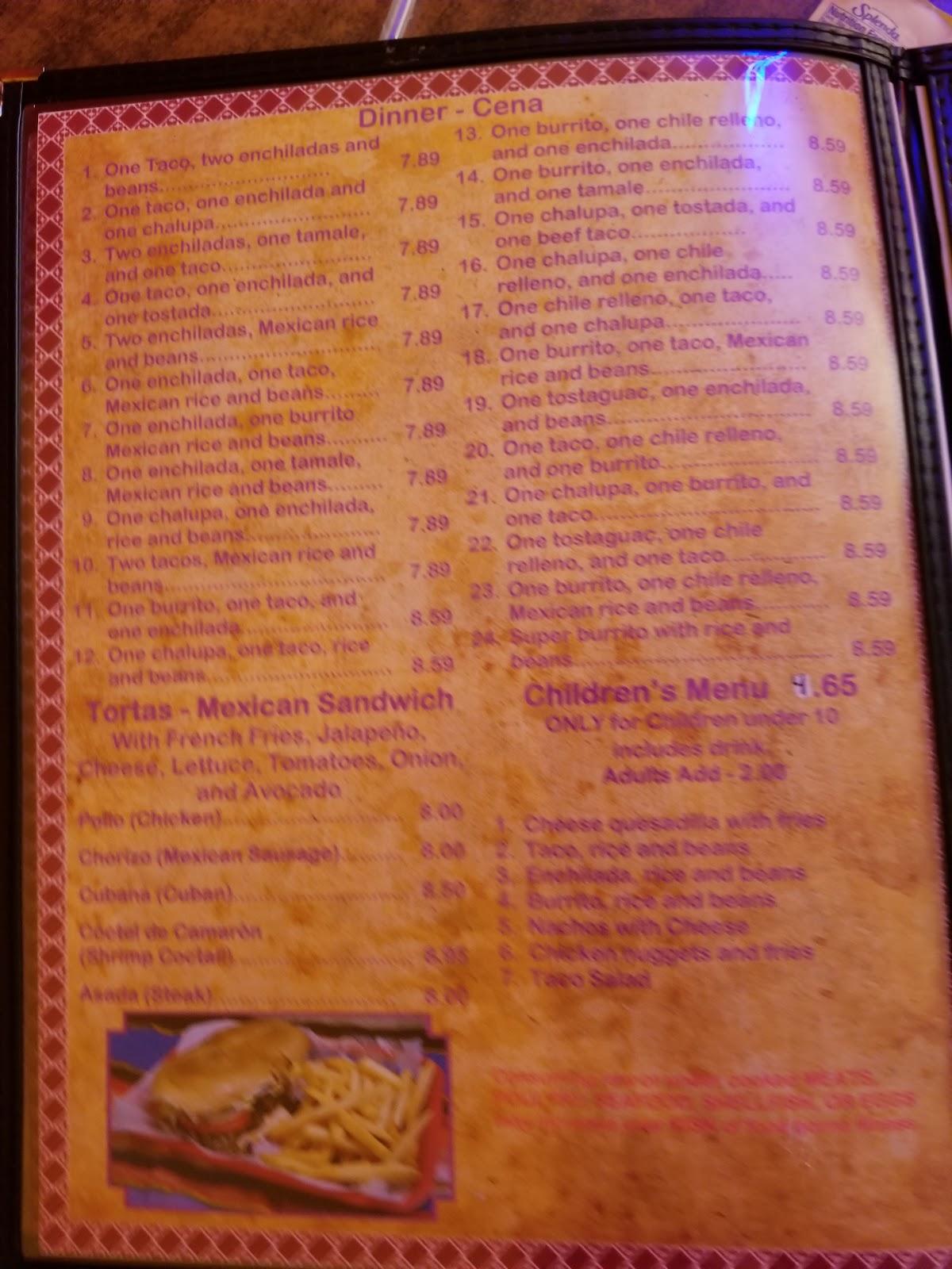 Menu at Monte Alban Mexican Restaurant #1, Lineville