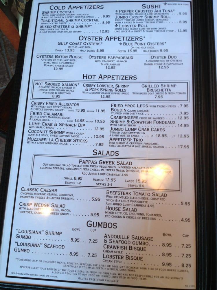 Menu at Pappadeaux Seafood Kitchen pub & bar, Pharr, W Expy 83