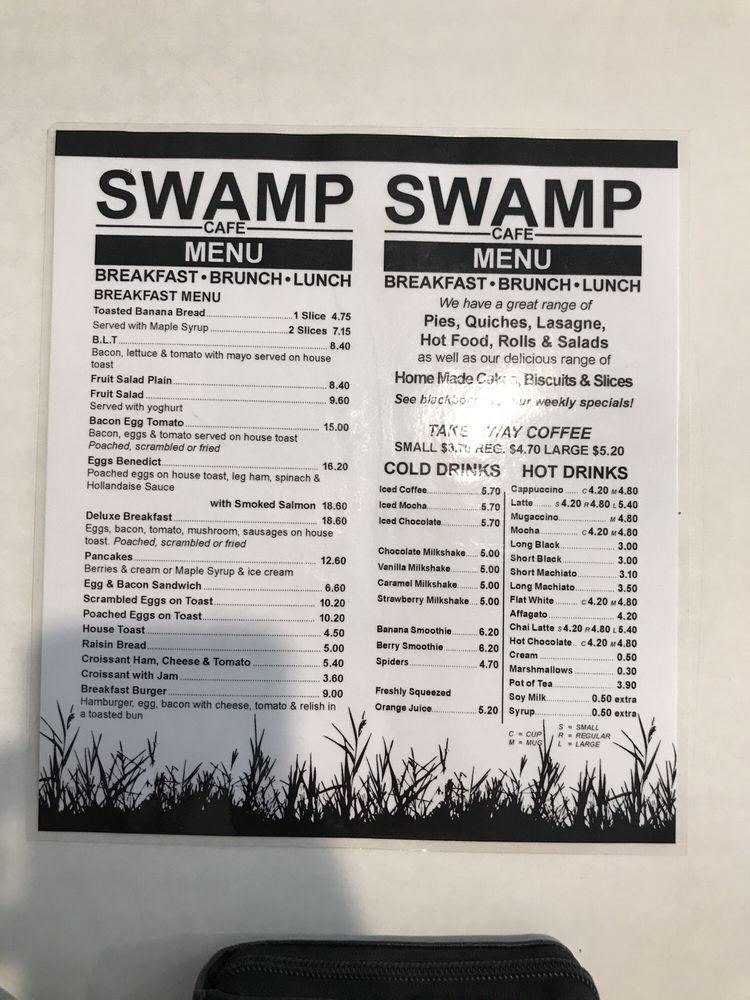 Menu at Swamp Cafe, Invermay