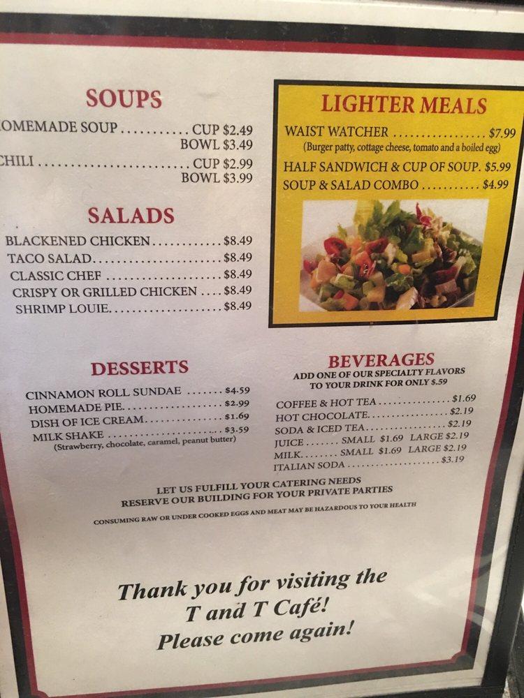 Menu at T & T Cafe, Hansen