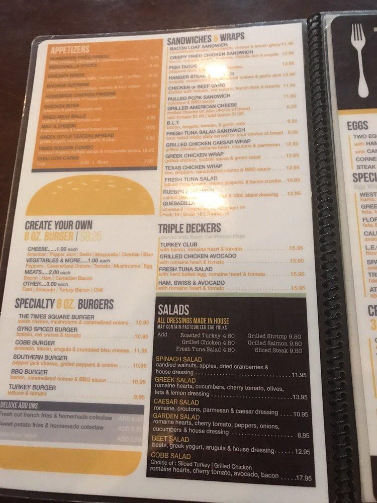 Menu at Times Square Diner & Grill restaurant, West New York