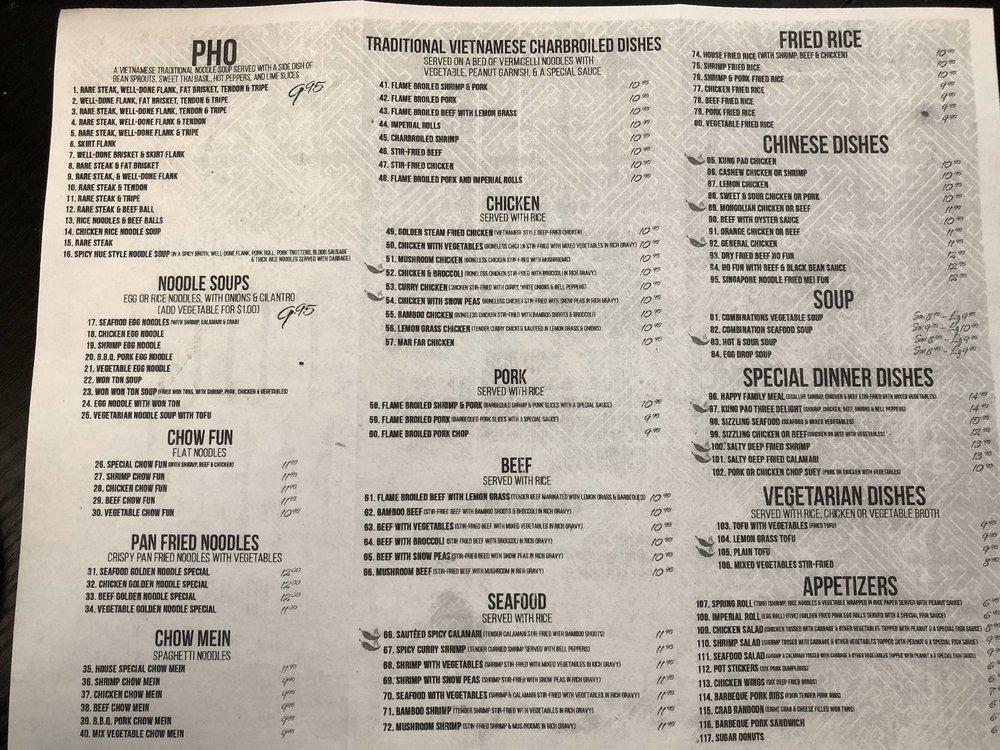Menu at Young Sing Restaurant, Susanville