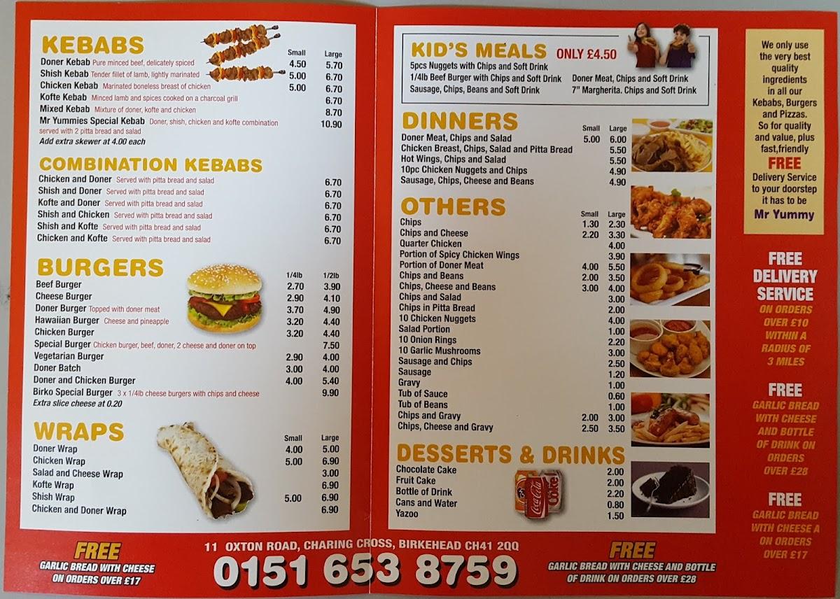 Menu at Yummies fast food, Birkenhead