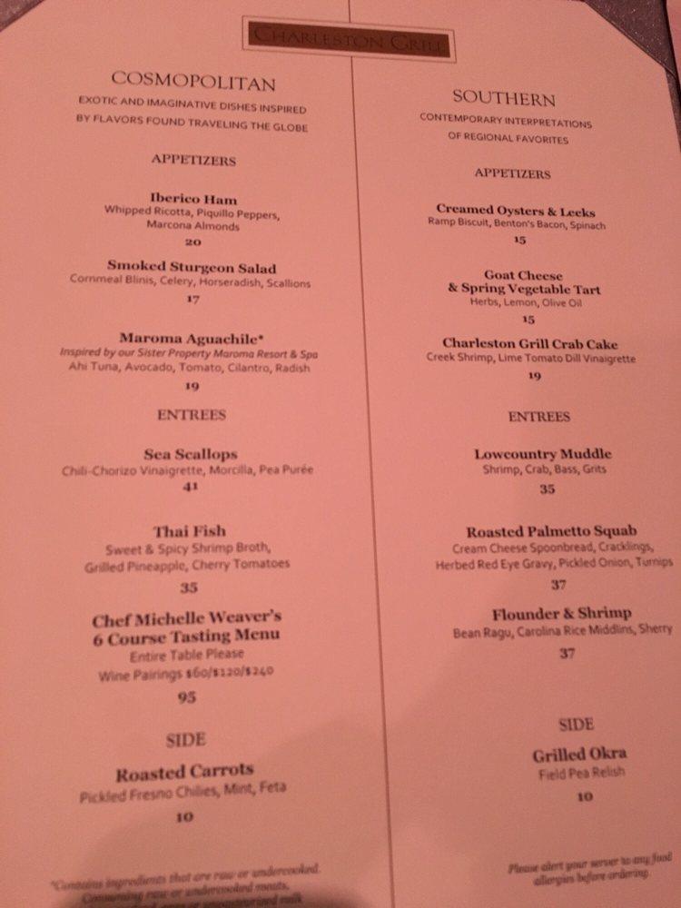 Menu at Charleston Grill pub & bar, Charleston
